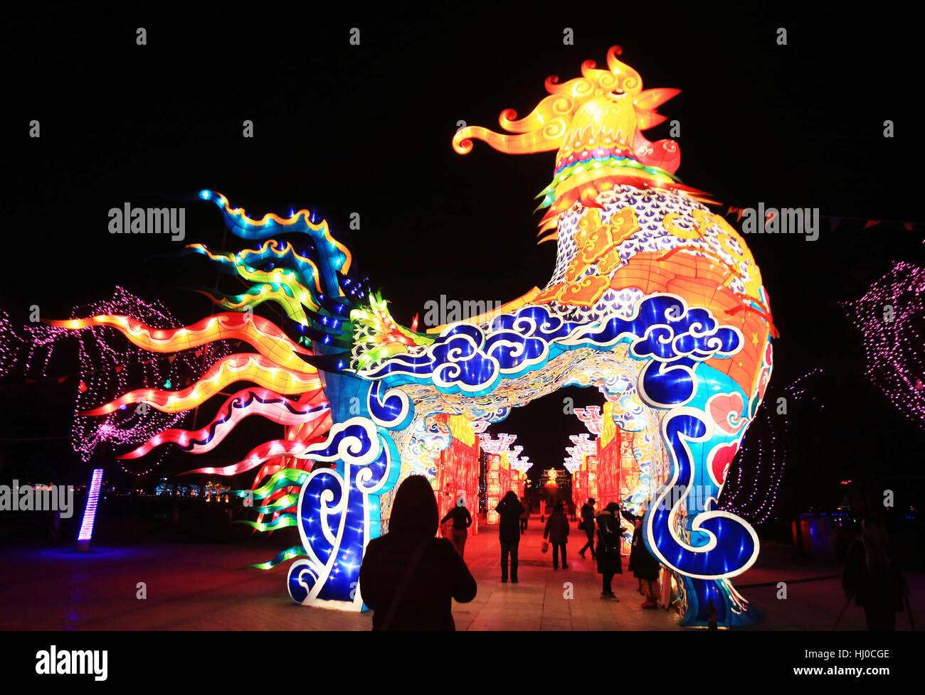 Kaifeng, China. 20th Jan, 2017. Tourists visit a lantern fair to ...