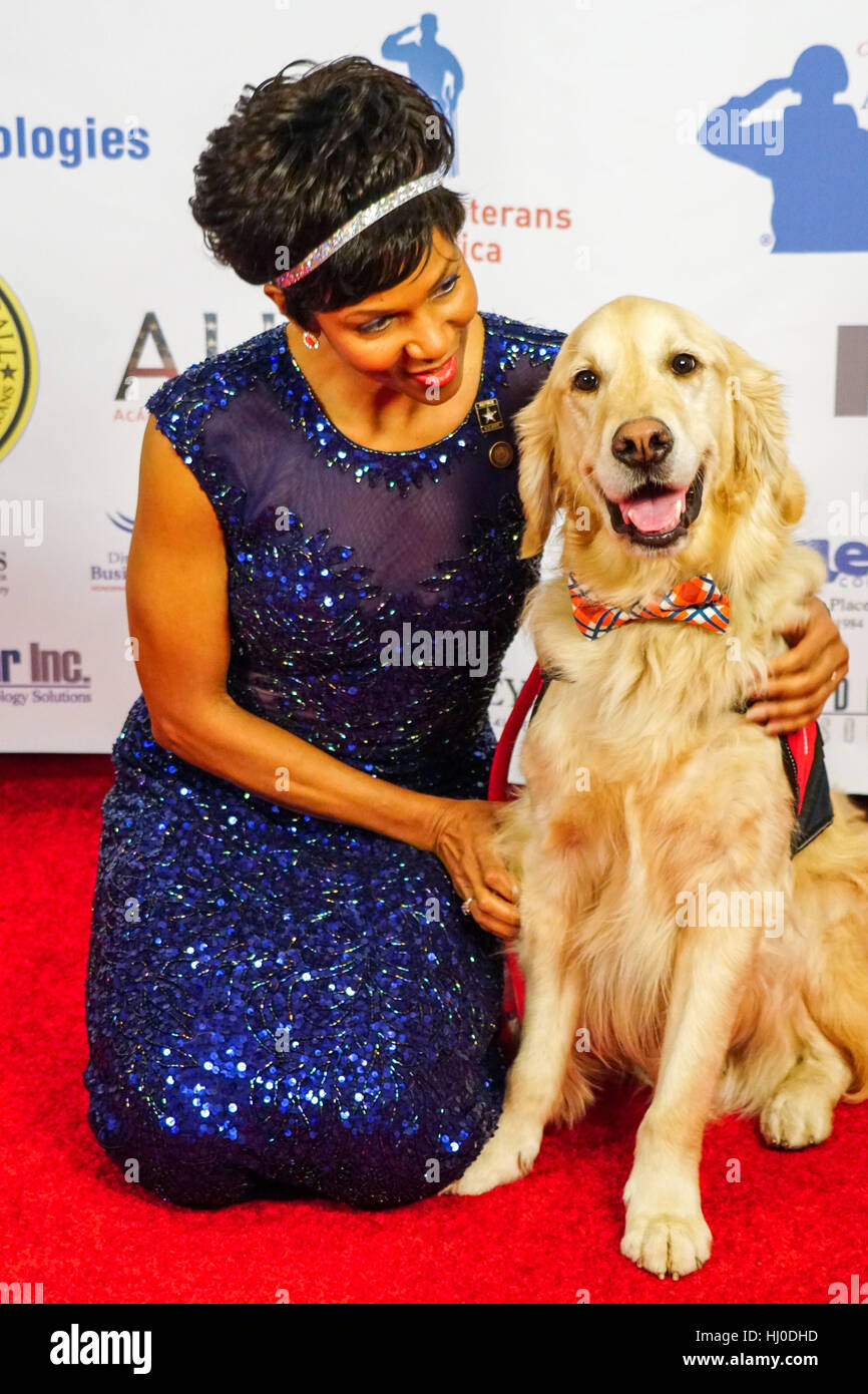 Washington DC, USA. 20th Jan, 2017. Shanda Taylor Boyd and her dog ...