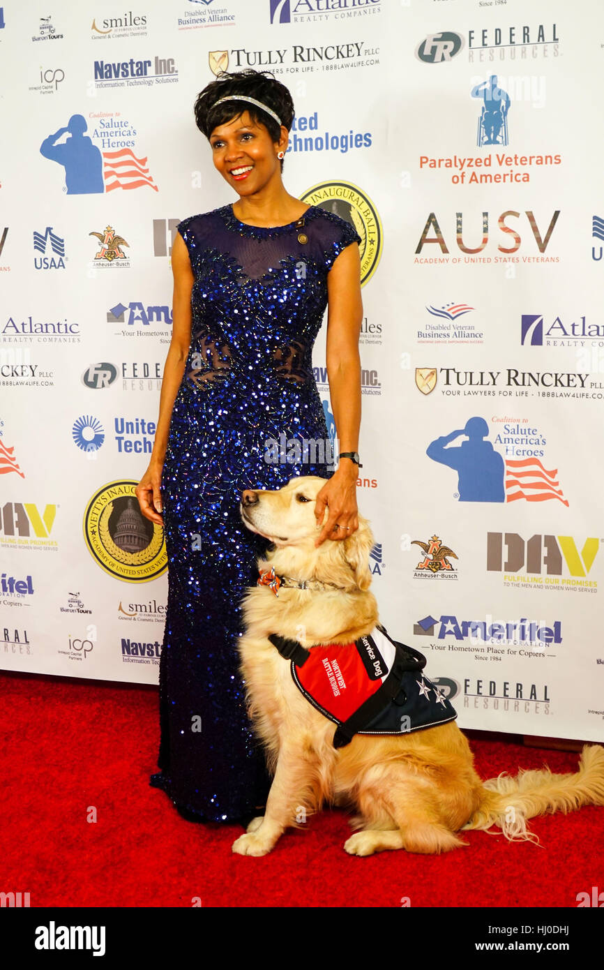 Washington DC, USA. 20th Jan, 2017. Shanda Taylor Boyd and her dog ...