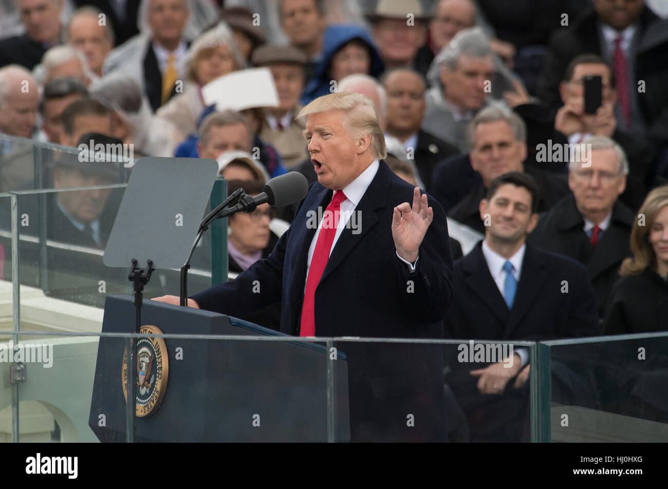 Washington, USA. 20th Jan, 2017. U.S. President Donald Trump delivers ...