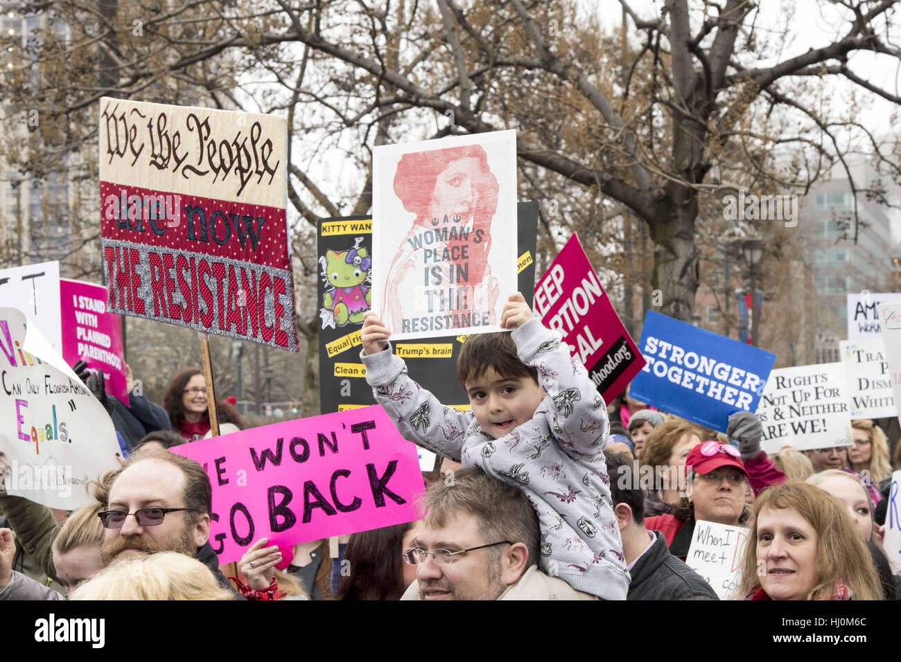 Philadelphia, Pennsylvania, USA. 21st Jan, 2017. Protestors at the ...