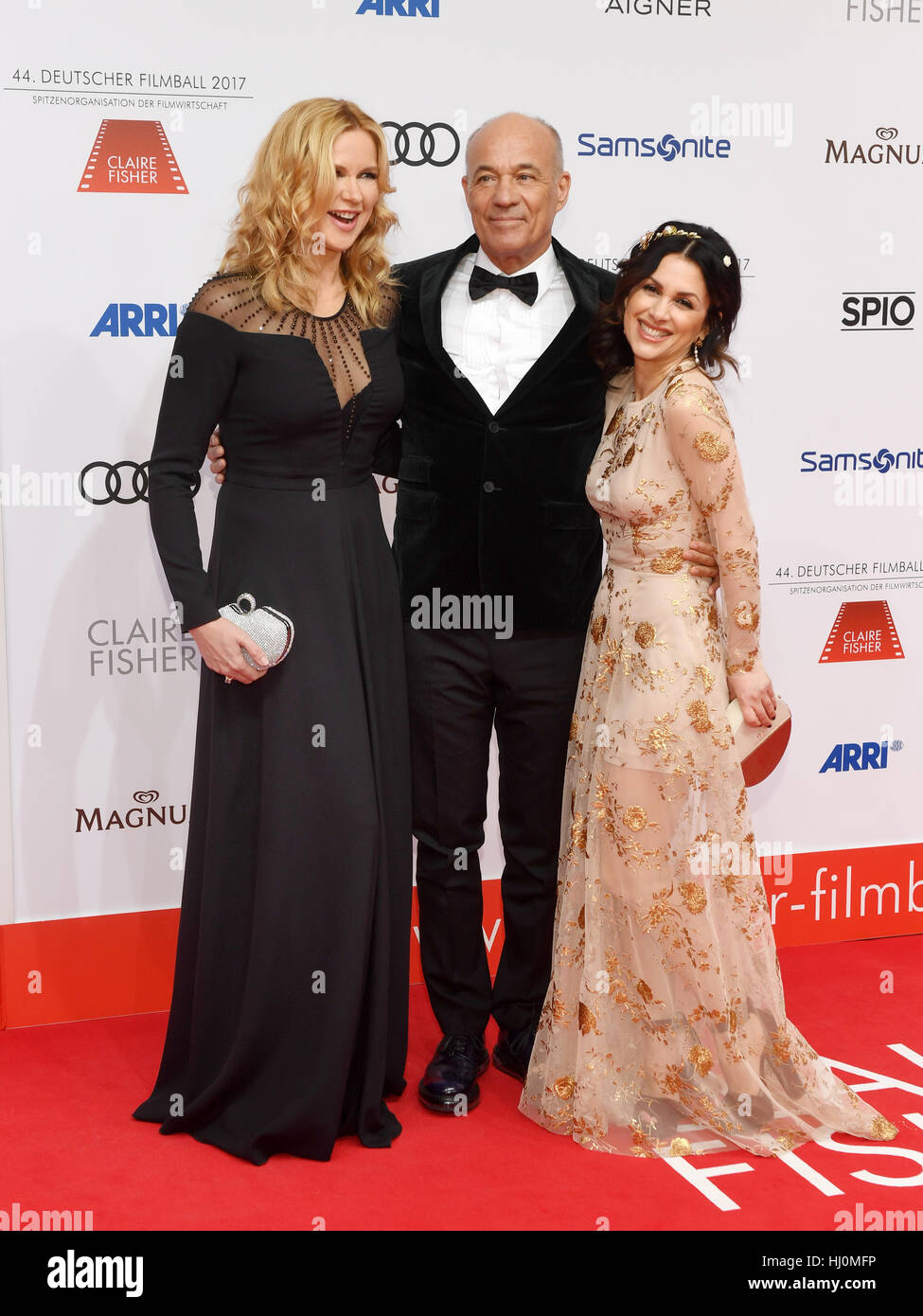 Actress Veronica Ferres (l-r), actor Heiner Lauterbach and wife Viktoria arriving at the 44th ...