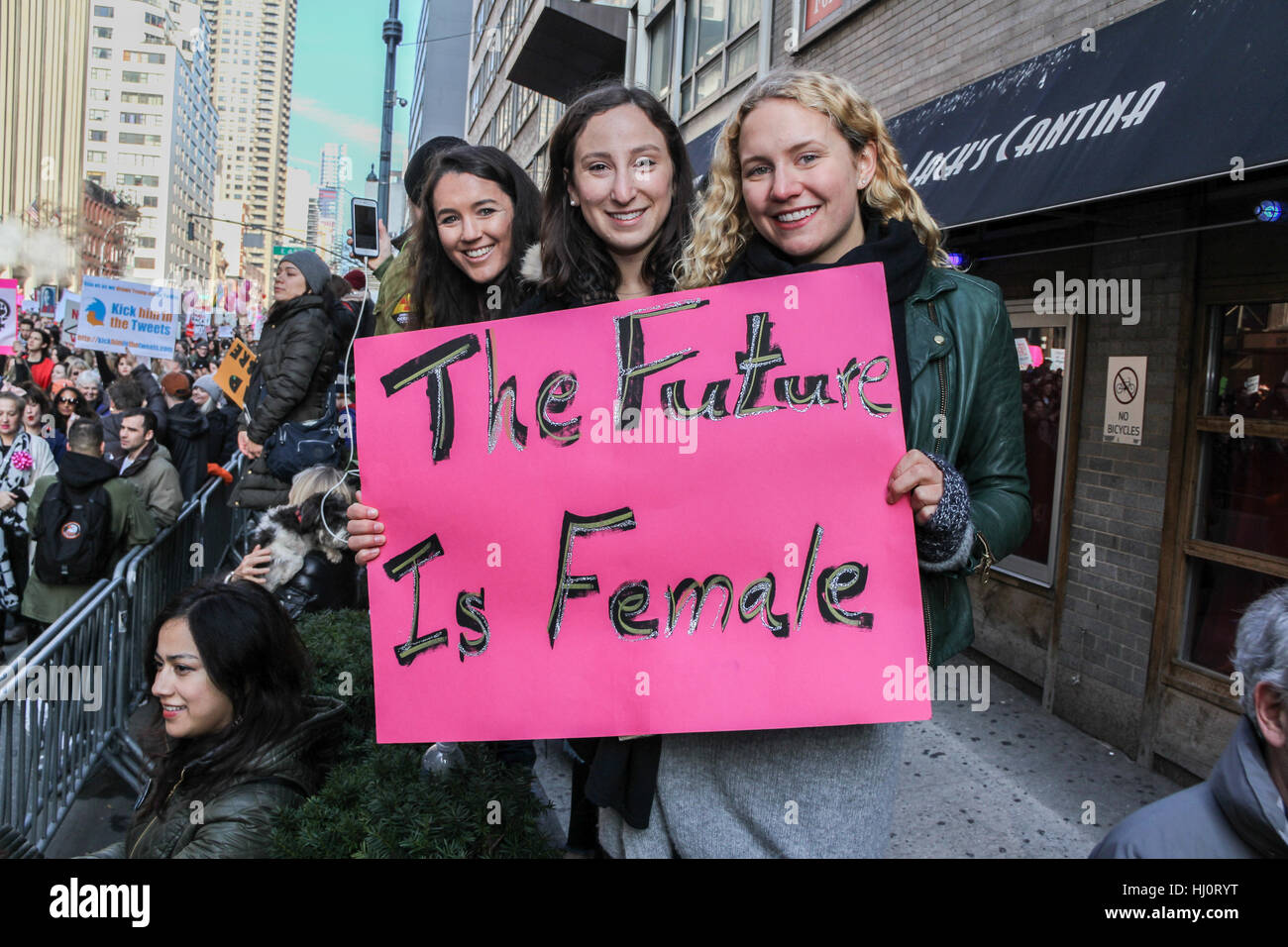New York, USA. 21st January, 2017. People holding up signs at the Women ...