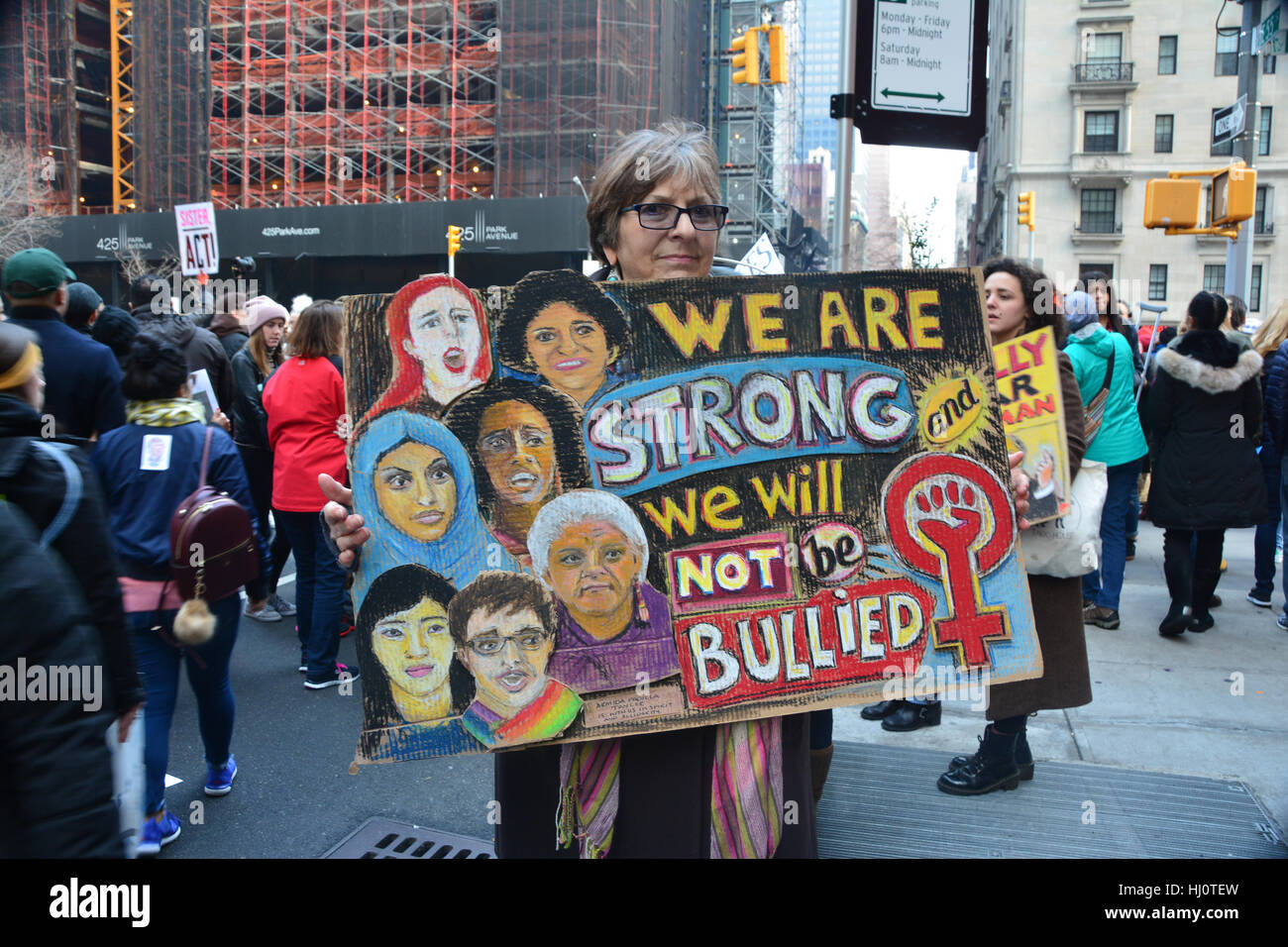 New York, USA. 21st Jan, 2017. We are strong together poster showing ...