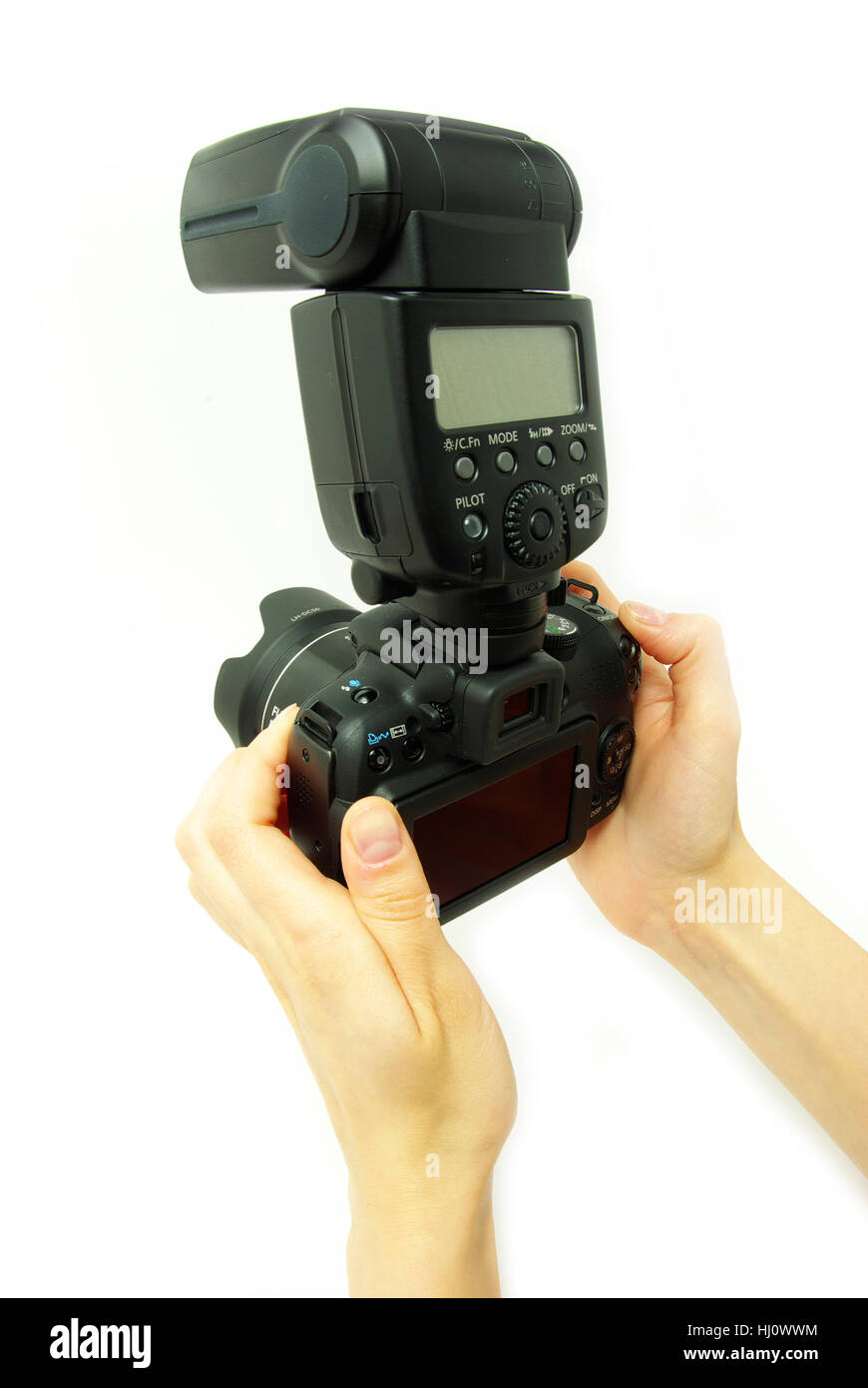 black digital camera in hands Stock Photo - Alamy