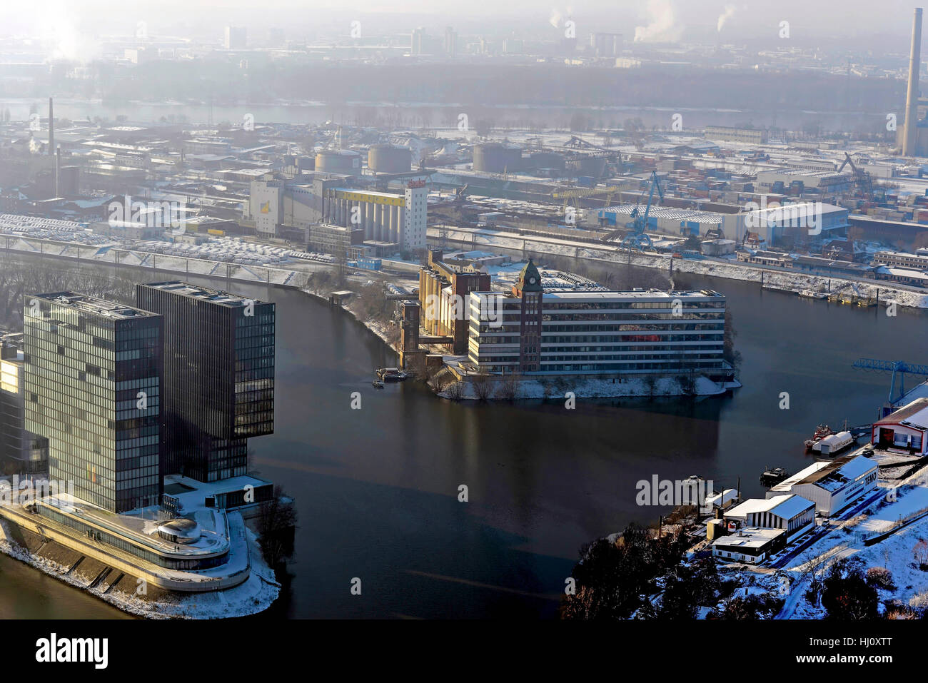 aerial perspective, houses, tree, trees, winter, bridge, europe, harbor ...