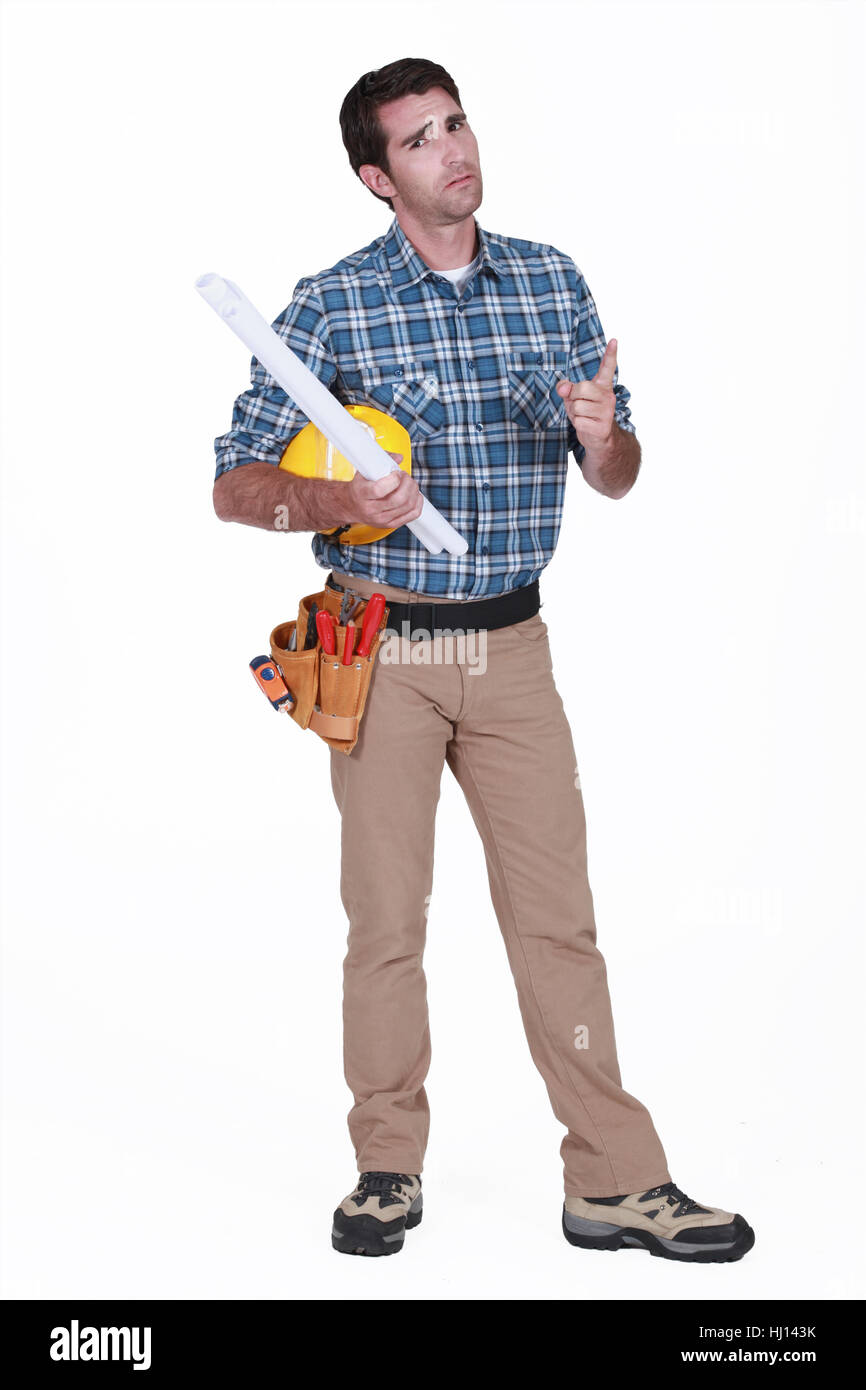 blank, european, caucasian, raving, furious, angry, irately, carpenter ...