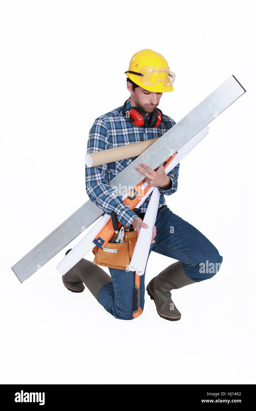 build, blank, european, caucasian, busy, architect, builder, blueprint ...