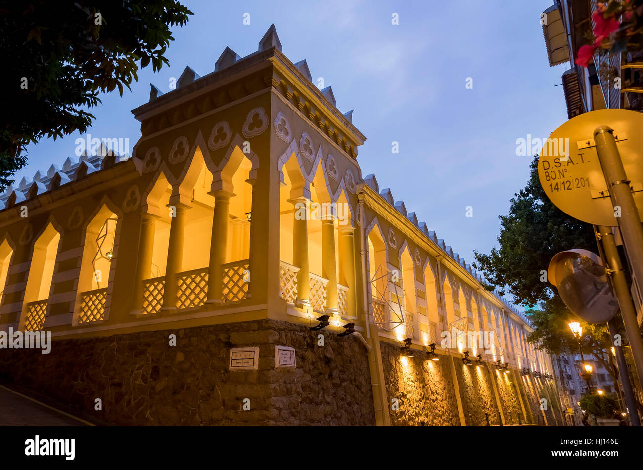 Twilight view of the Moorish Barracks at Macau, China Stock Photo - Alamy