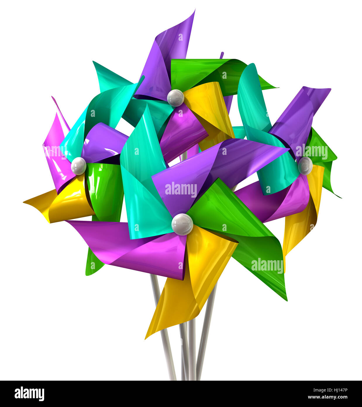 isolated, green, propeller, toy, spin, purple, windmill, turquoise ...