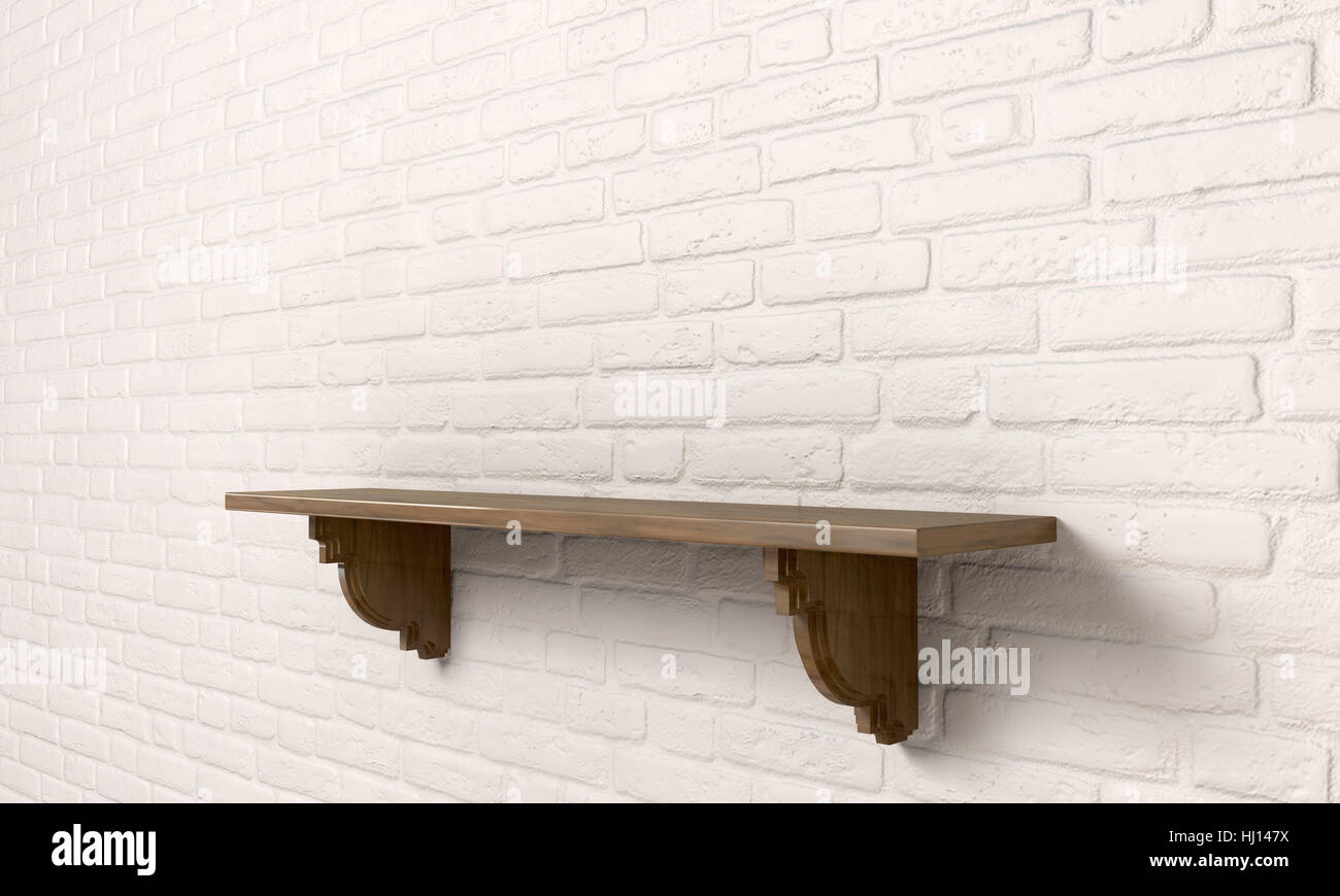 isolated, furniture, wood, wall, timber, shelf, ledge, bracket, empty ...