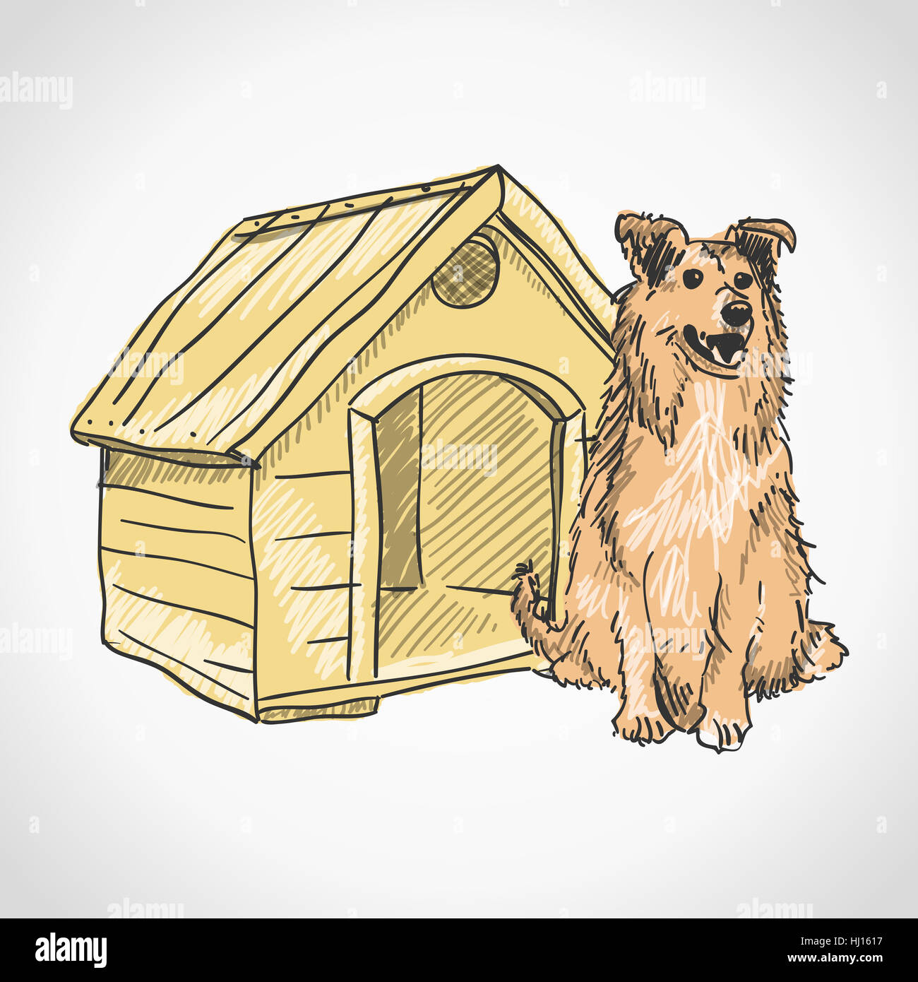 Dog illustration cartoon draw house hi-res stock photography and images ...