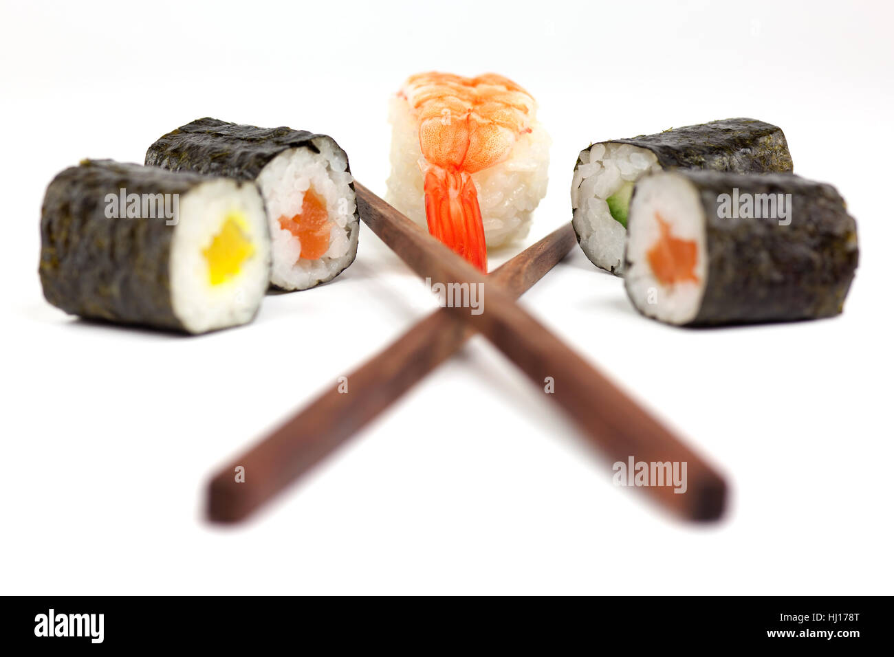 sushi with chopsticks Stock Photo - Alamy