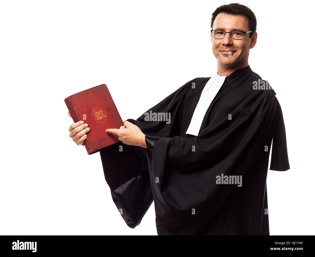 one caucasian lawyer man in studio isolated on white background Stock ...