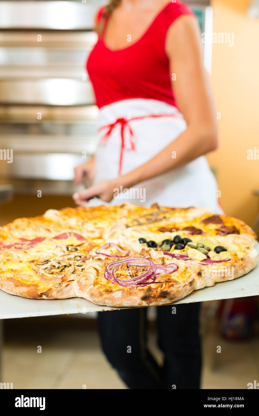 woman, pizza, fireplace, stove, oven, pizzeria, ovens, woman, humans ...