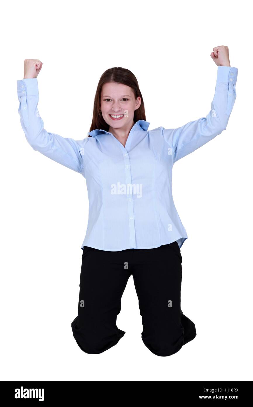 Woman fists raised mouth hi-res stock photography and images - Alamy