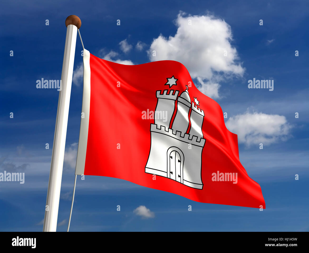 cloud, stream, germany, german federal republic, hamburg, flag, pole ...