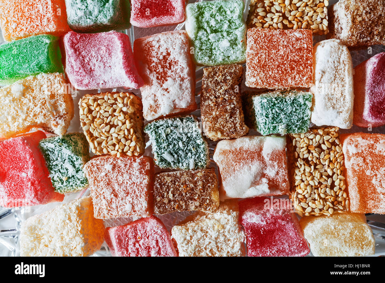 different types and colors of Turkish delight Stock Photo - Alamy