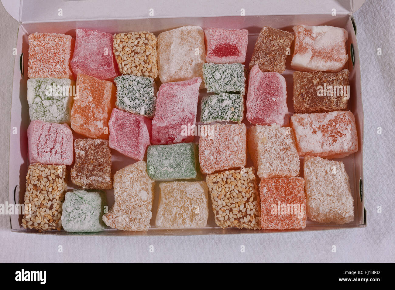 different types and colors of Turkish delight Stock Photo - Alamy