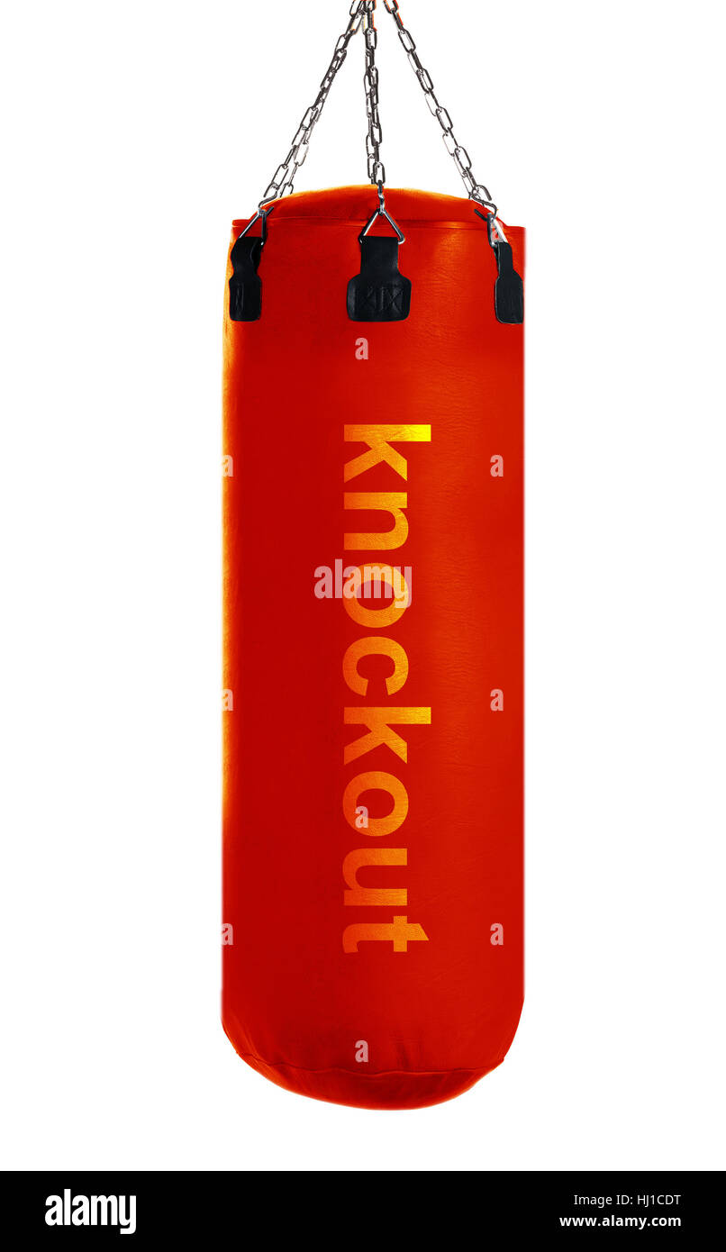 Red Punching bag for boxing or kick boxing sport, isolated on white ...
