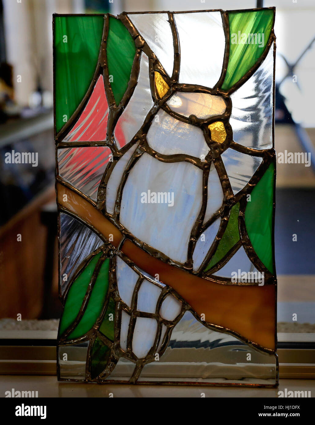 Stained Glass Cockatoo, designed and made in Australia Stock Photo - Alamy