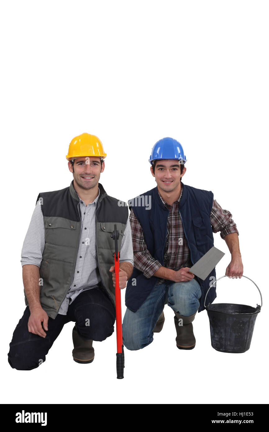 Builders workmen building construction site Cut Out Stock Images ...
