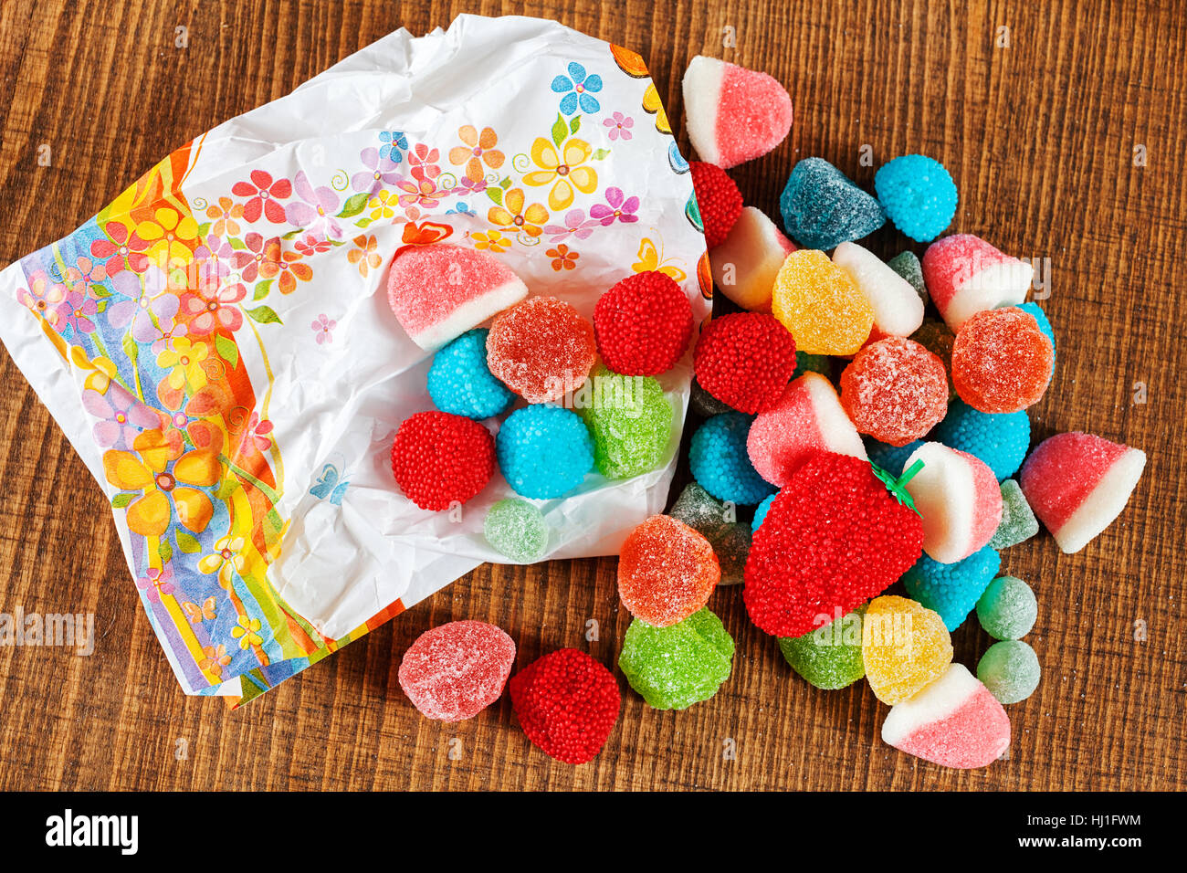 colorful sweets from paper bags, note shallow depth of field Stock ...