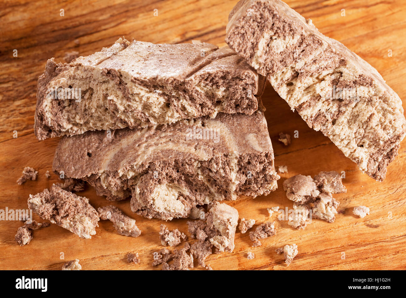 halvah of chocolate on the wooden table Stock Photo - Alamy
