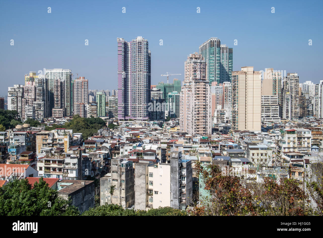 Cityscape of Macau city and its skyline of old and new architecture ...