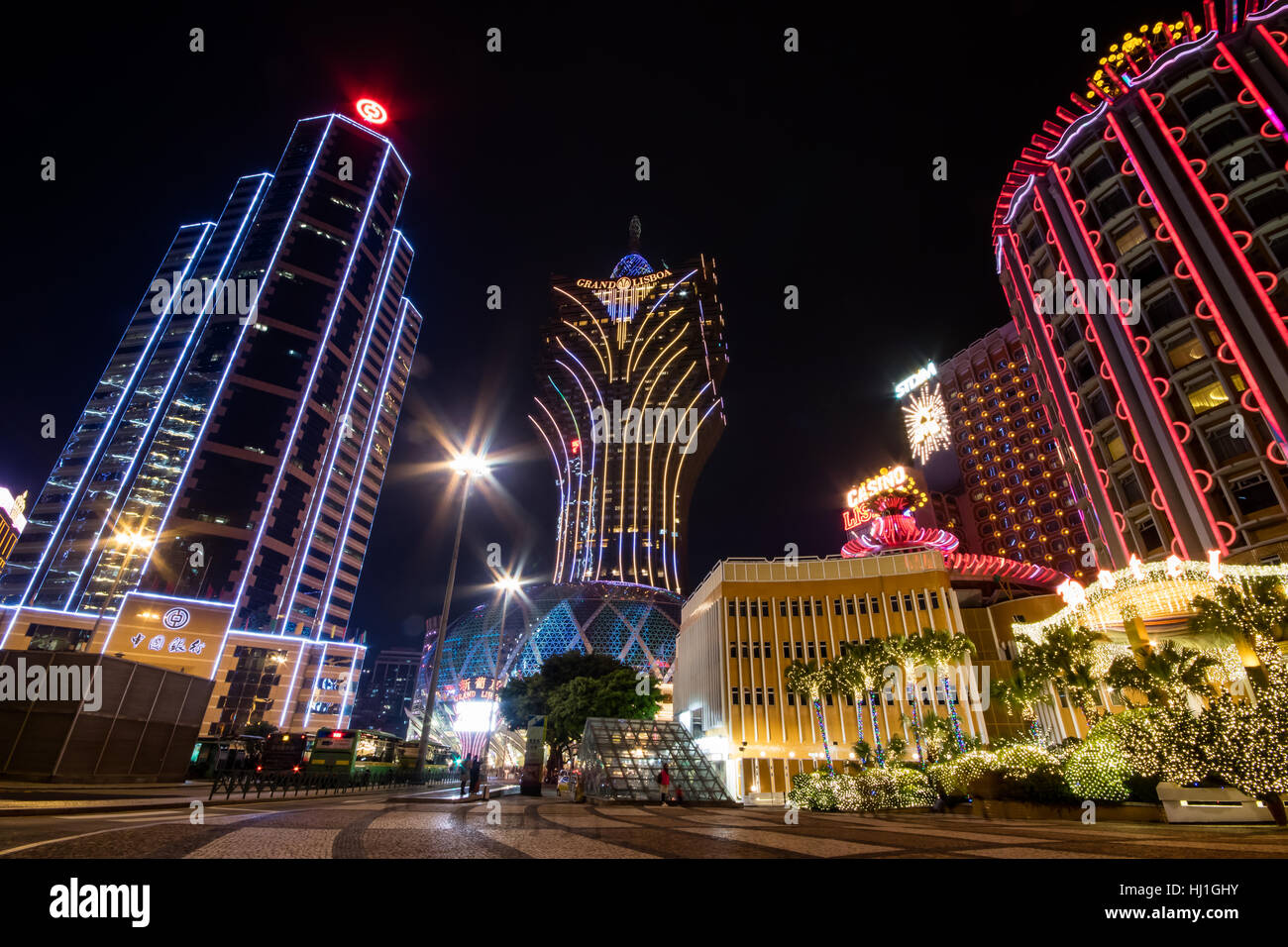 Cityscape of Macau city and its skyline of old and new architecture ...