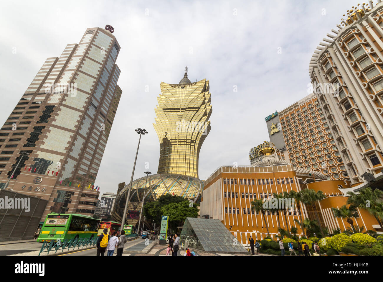Cityscape of Macau city and its skyline of old and new architecture ...