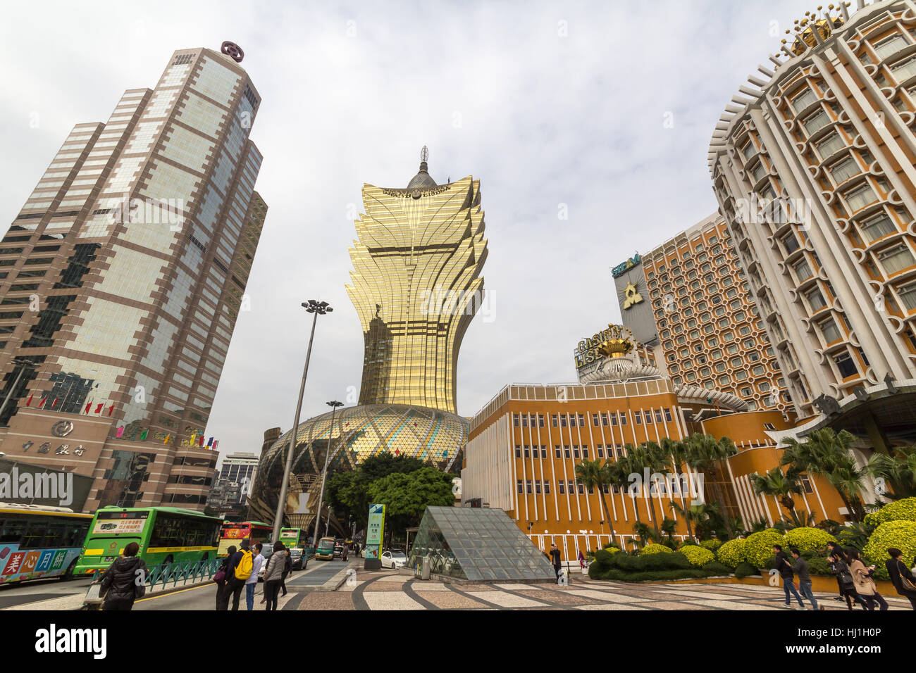 Cityscape of Macau city and its skyline of old and new architecture ...