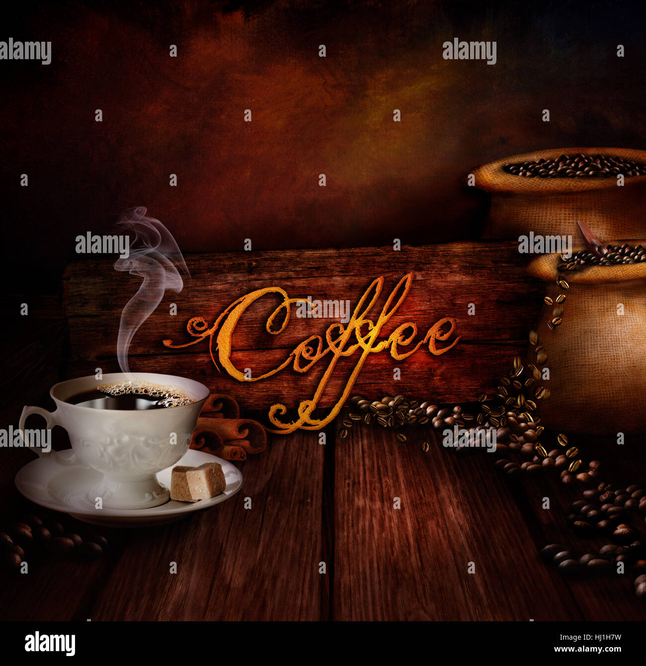 cup, food, aliment, beans, jute, sack, coffee, backdrop, background ...