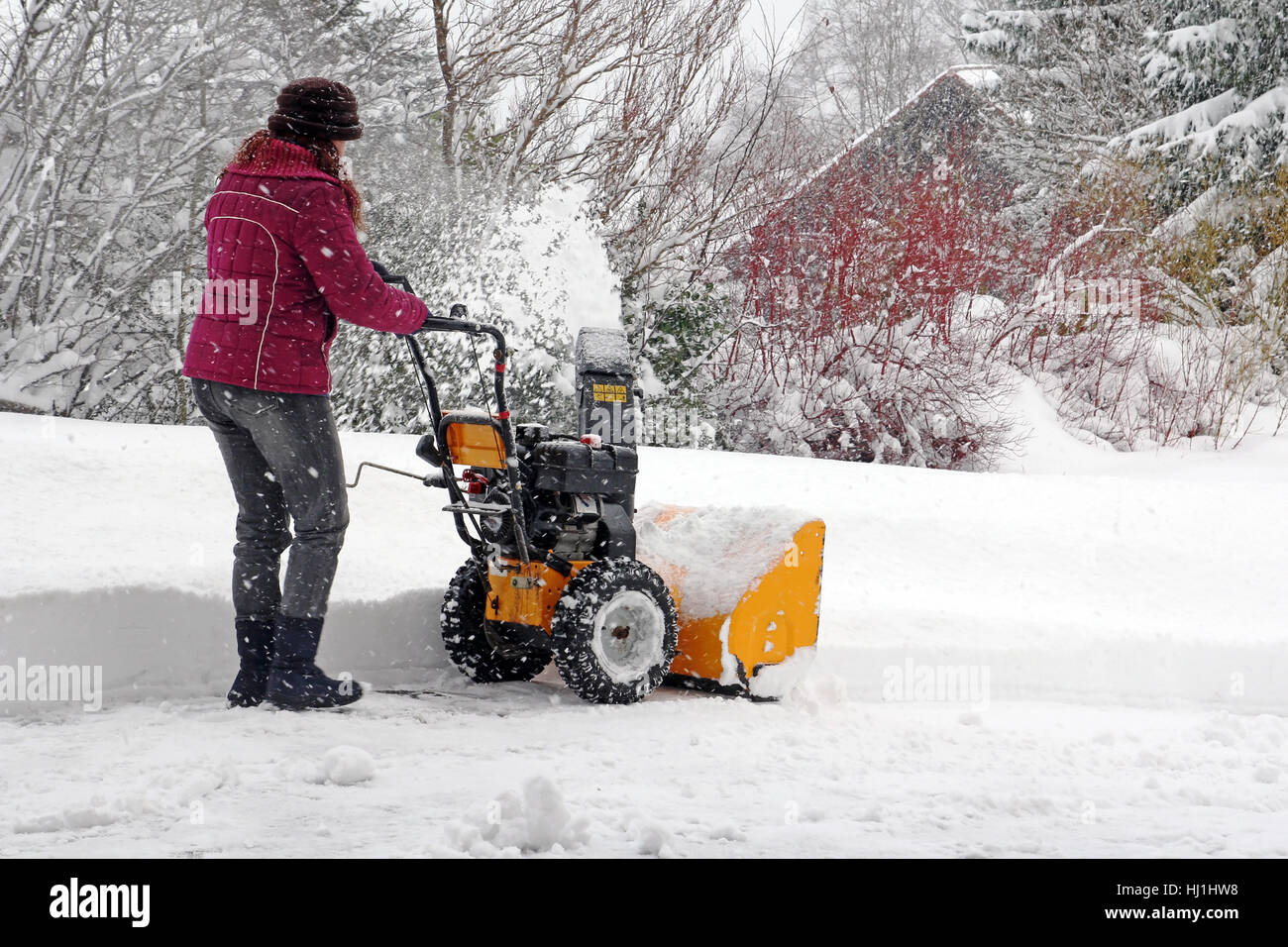 snow removal with the snowblower Stock Photo - Alamy