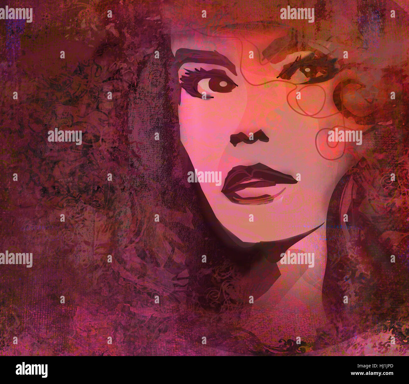 woman, portrait, card, abstract, raster, photo model, model, girl ...