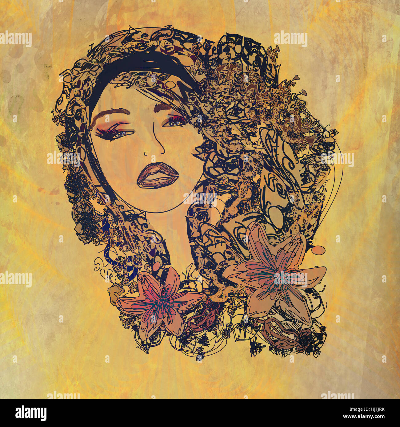 woman, portrait, card, abstract, raster, photo model, model, girl ...