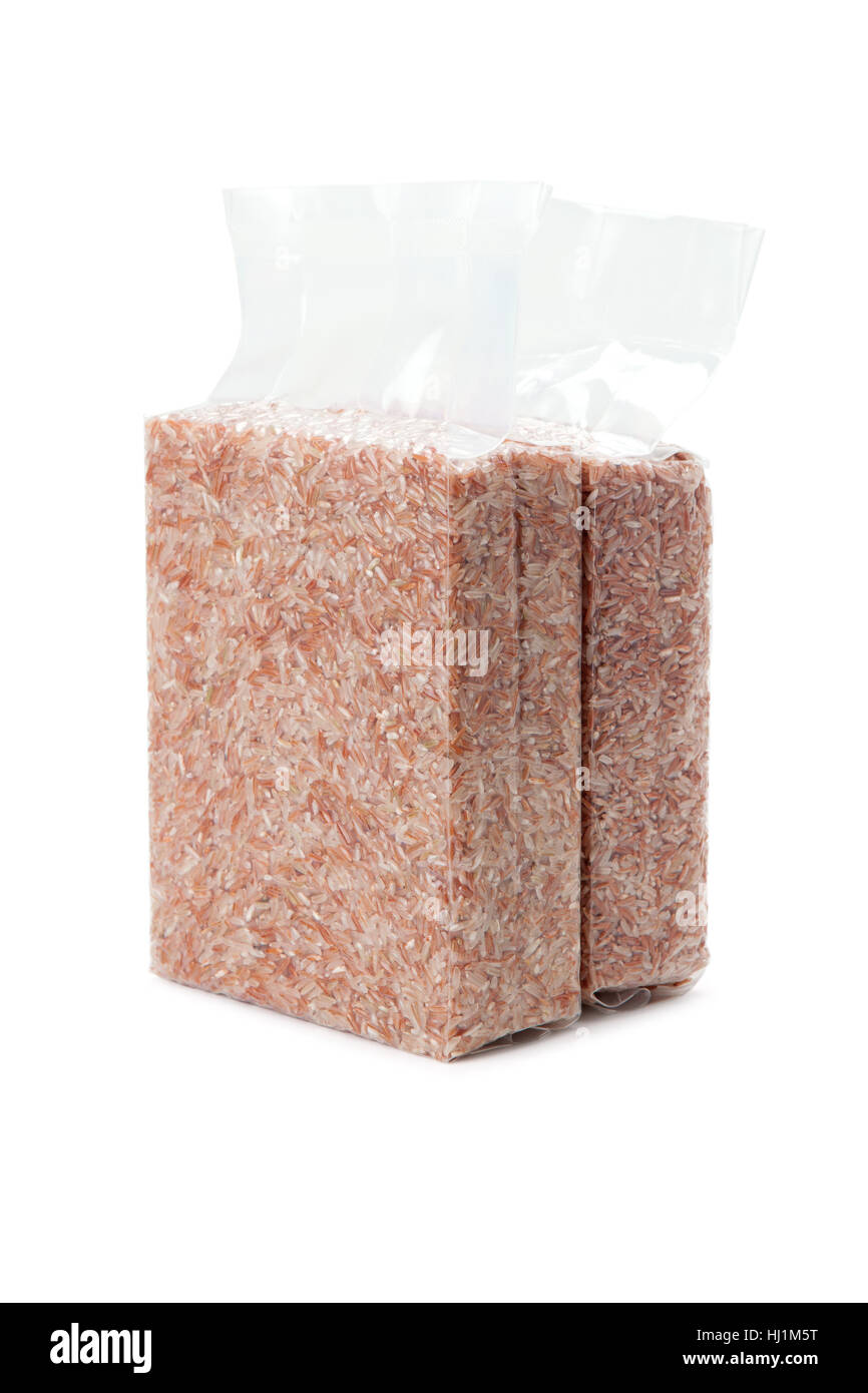 rice in vacuum package isolated on white background Stock Photo - Alamy