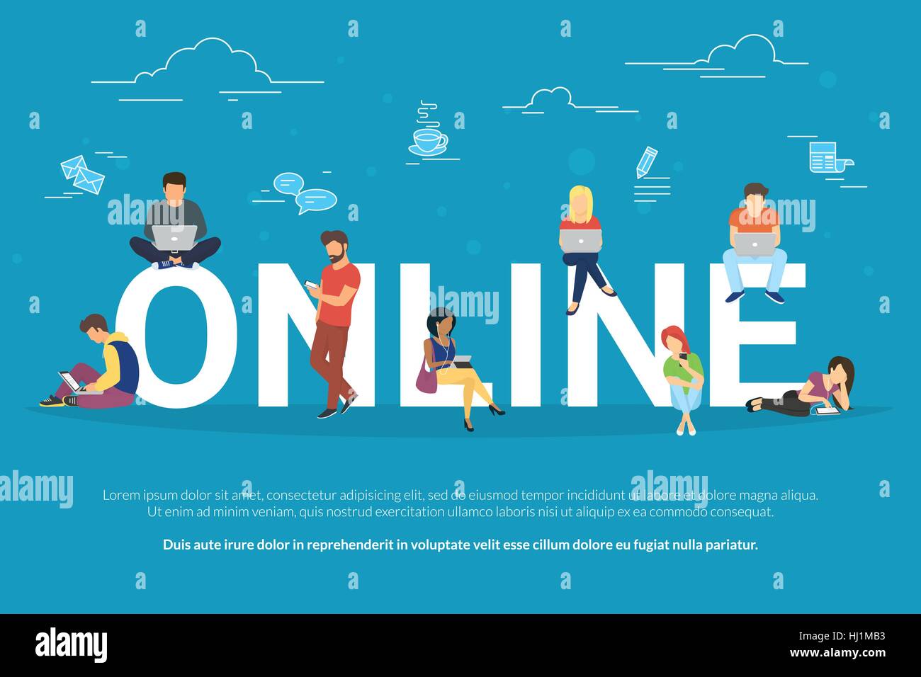 Illustration computer addicted cartoon man hi-res stock photography and ...