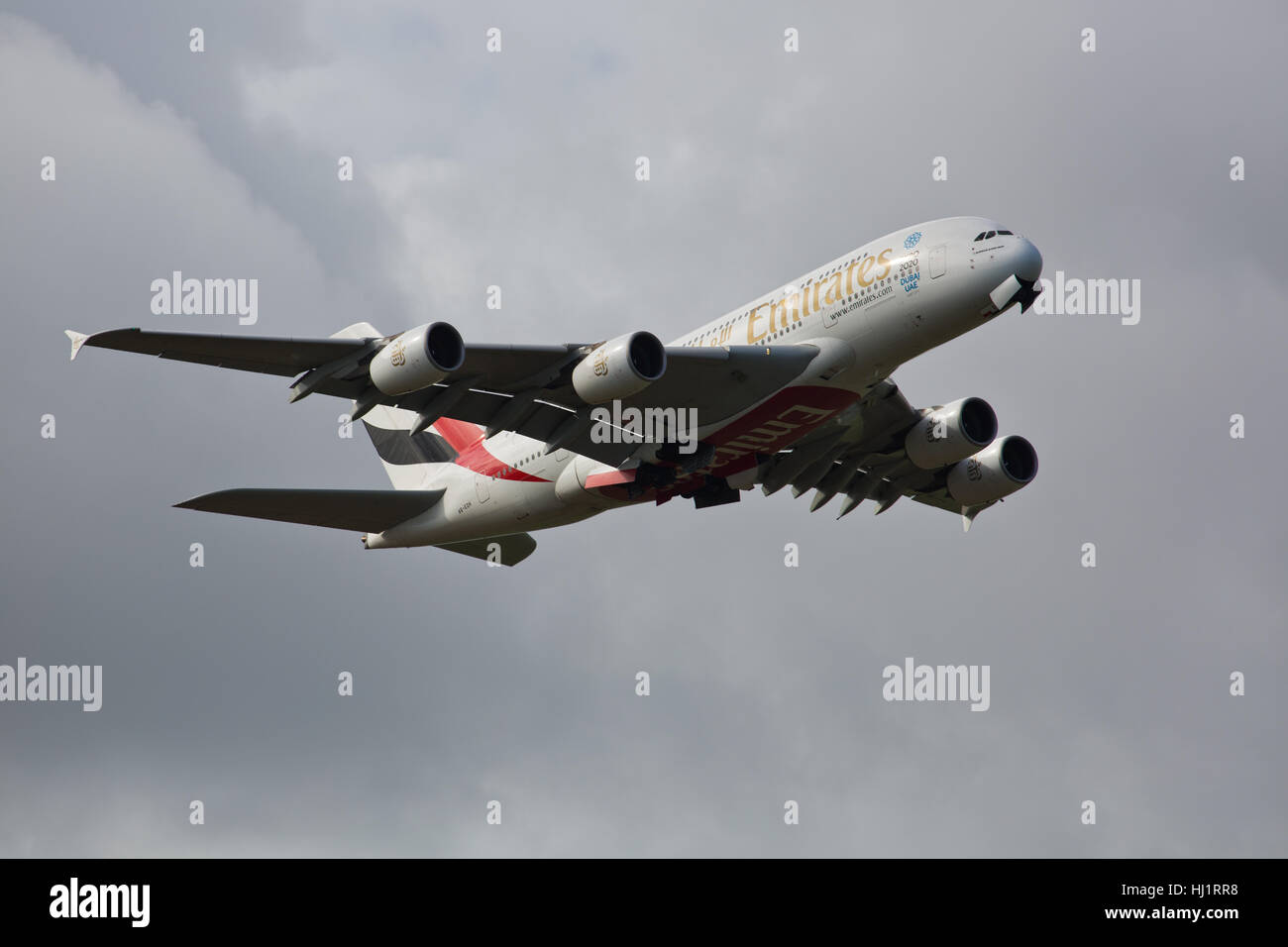 A380 Aircraft flying in the sky after takeoff Stock Photo - Alamy