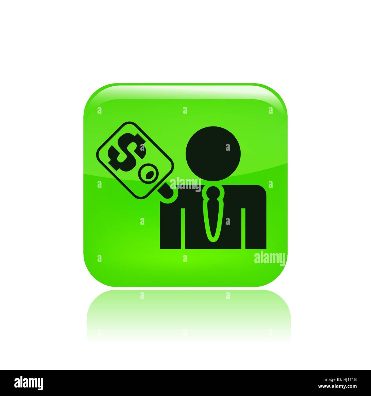 Vector illustration fo man in uniform with price label Stock Photo - Alamy