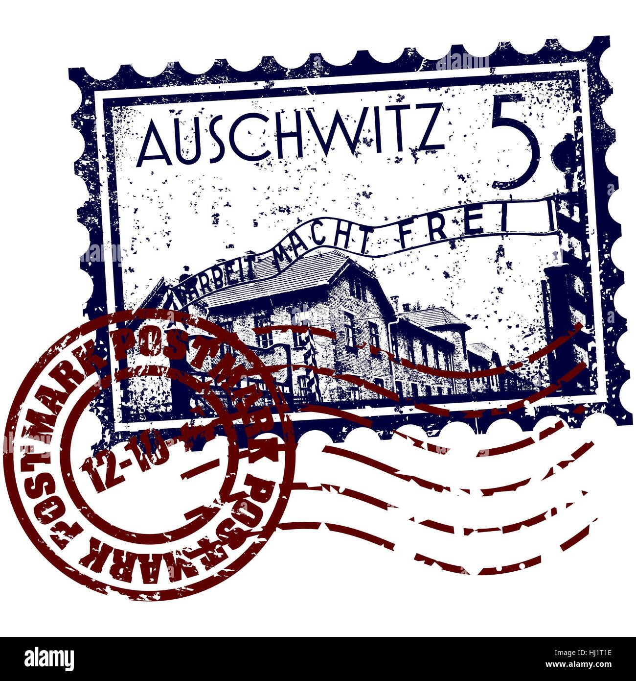 Vector illustration of Auschwitz stamp Stock Photo - Alamy