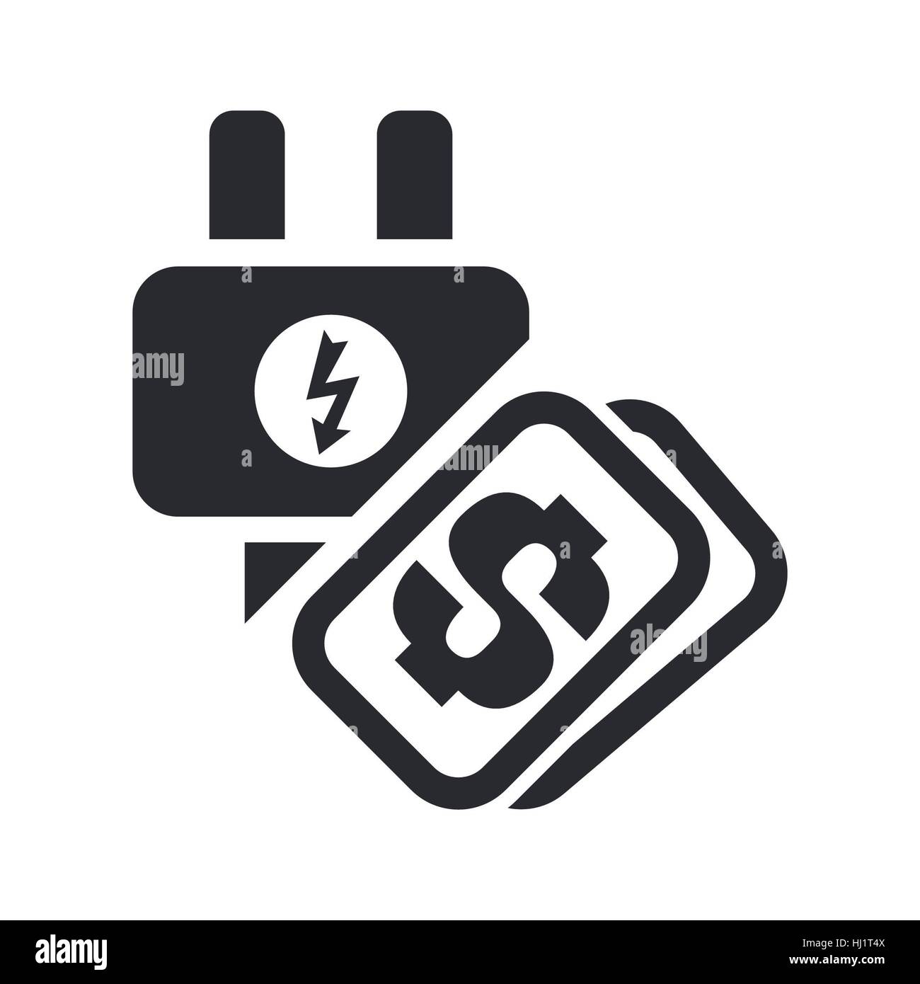 Vector illustration of single isolated icon depicting a energy cost ...