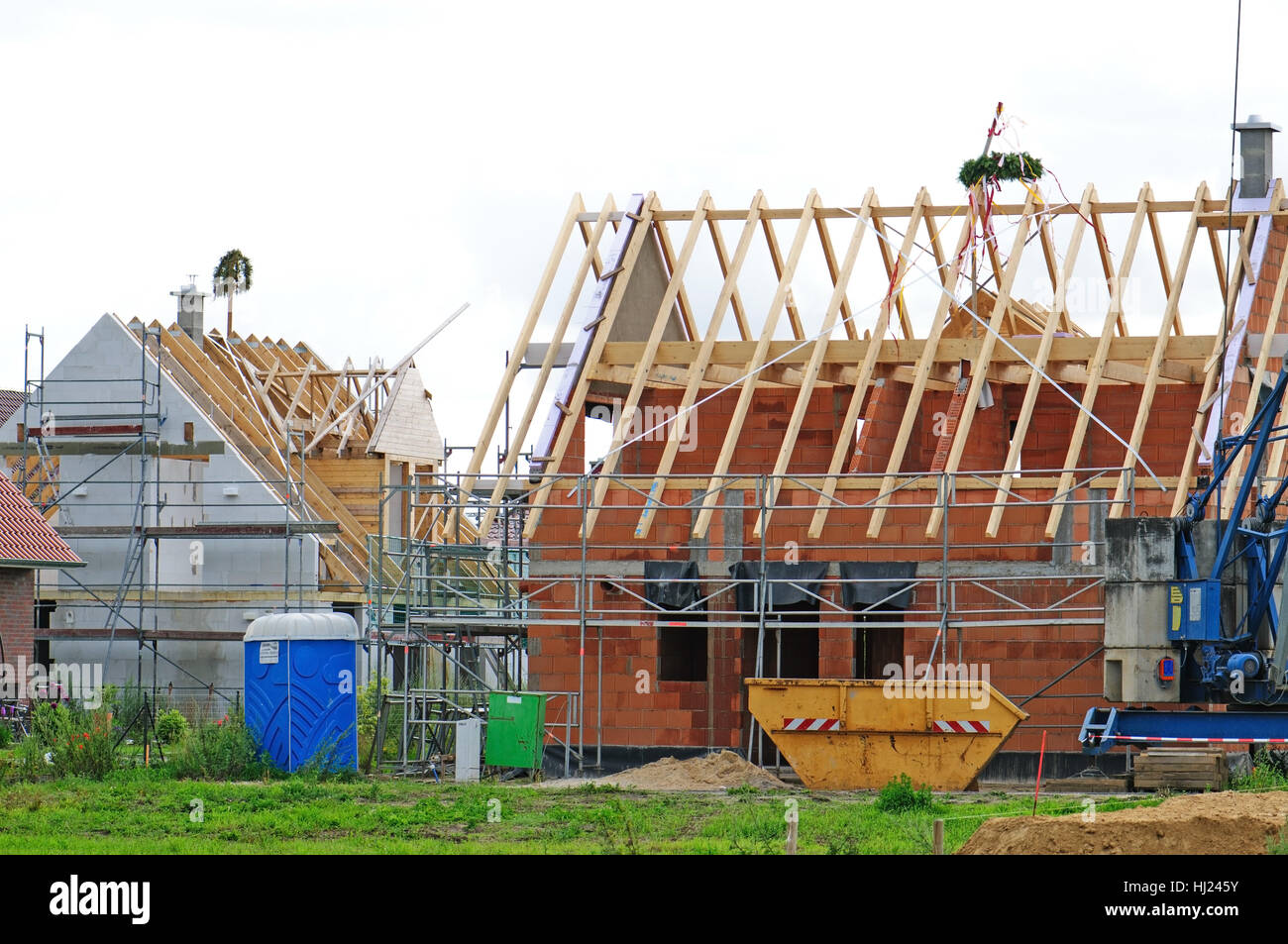 house, building, new building, scaffold, scaffolding, detached house ...