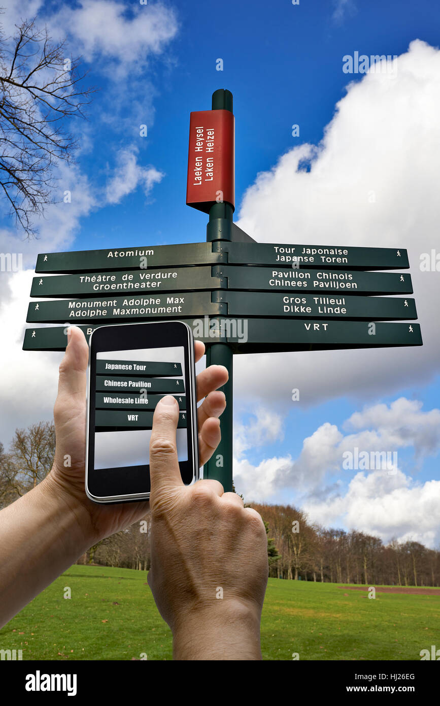 People using augmented reality apps to translate different languages ...