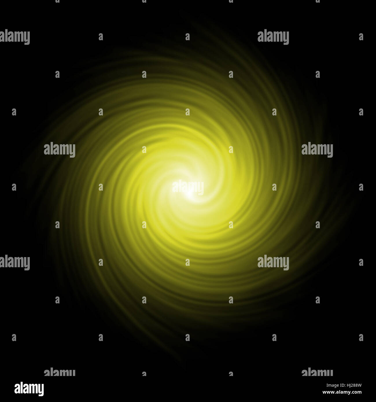 Yellow abstract spiral of colours and shapes converging to the center ...