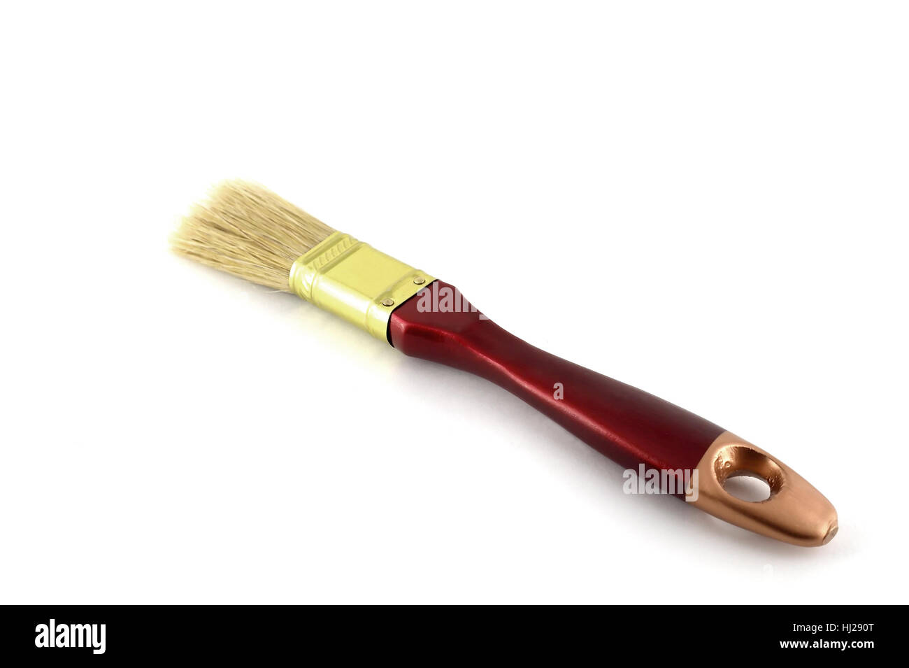 Paint brush with brown handle over white Stock Photo - Alamy