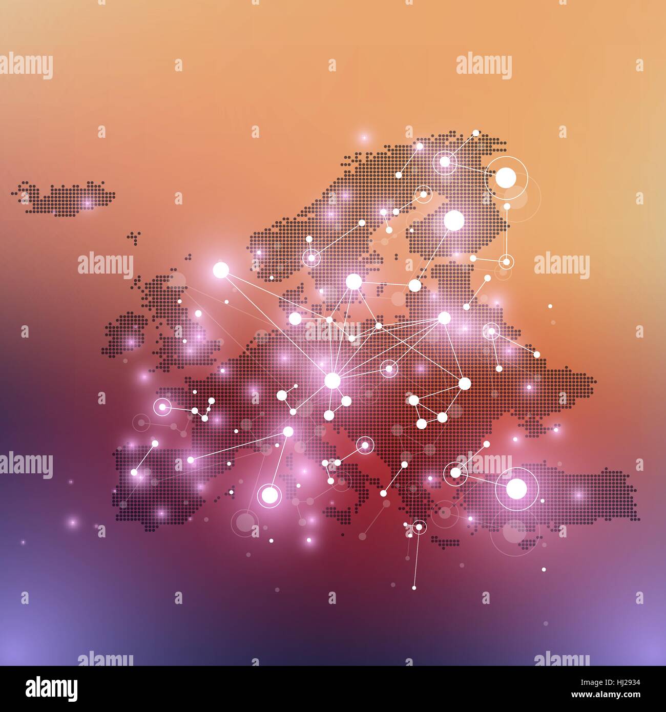 Geometric graphic background communication with dotted Europe Map. Big ...