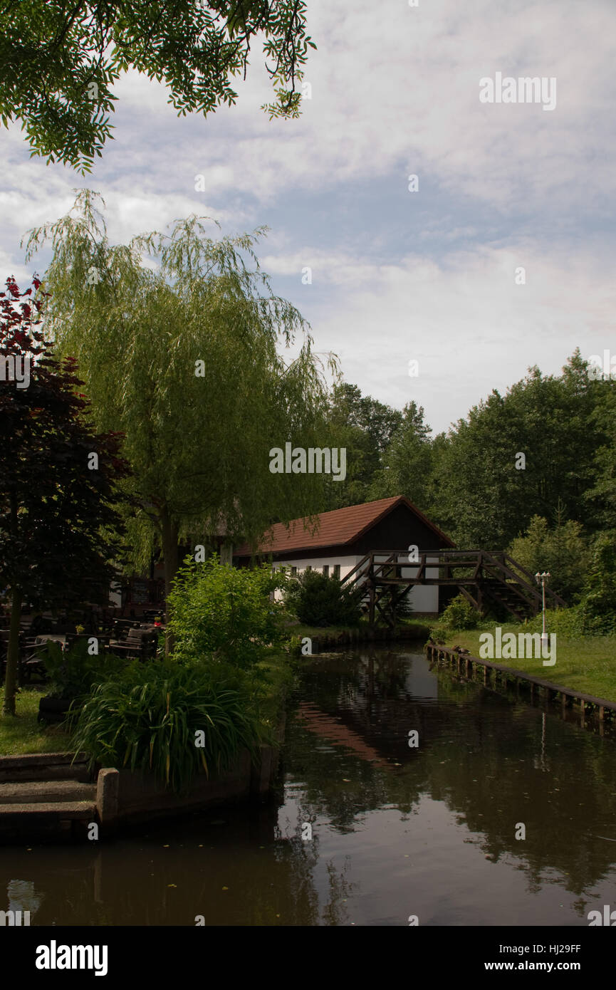 village,spreewald,canal,typical,house,houses,apartment building ...