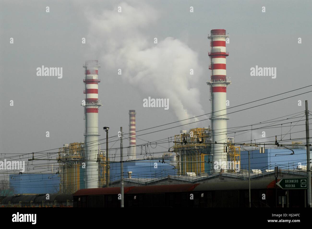 Mantua industrial area (Lombardy, Italy), thermal power plant ENIpower ...