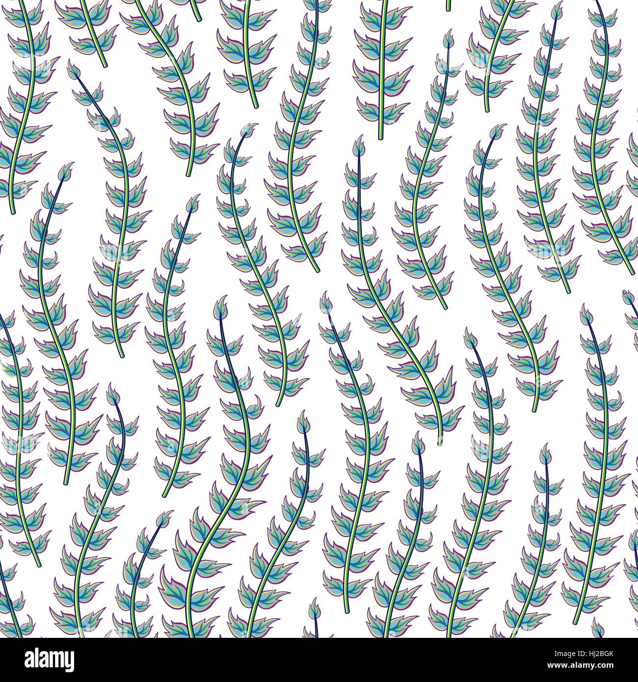 Seamless pattern of hand drawing leaves arranged in waves Stock Vector ...